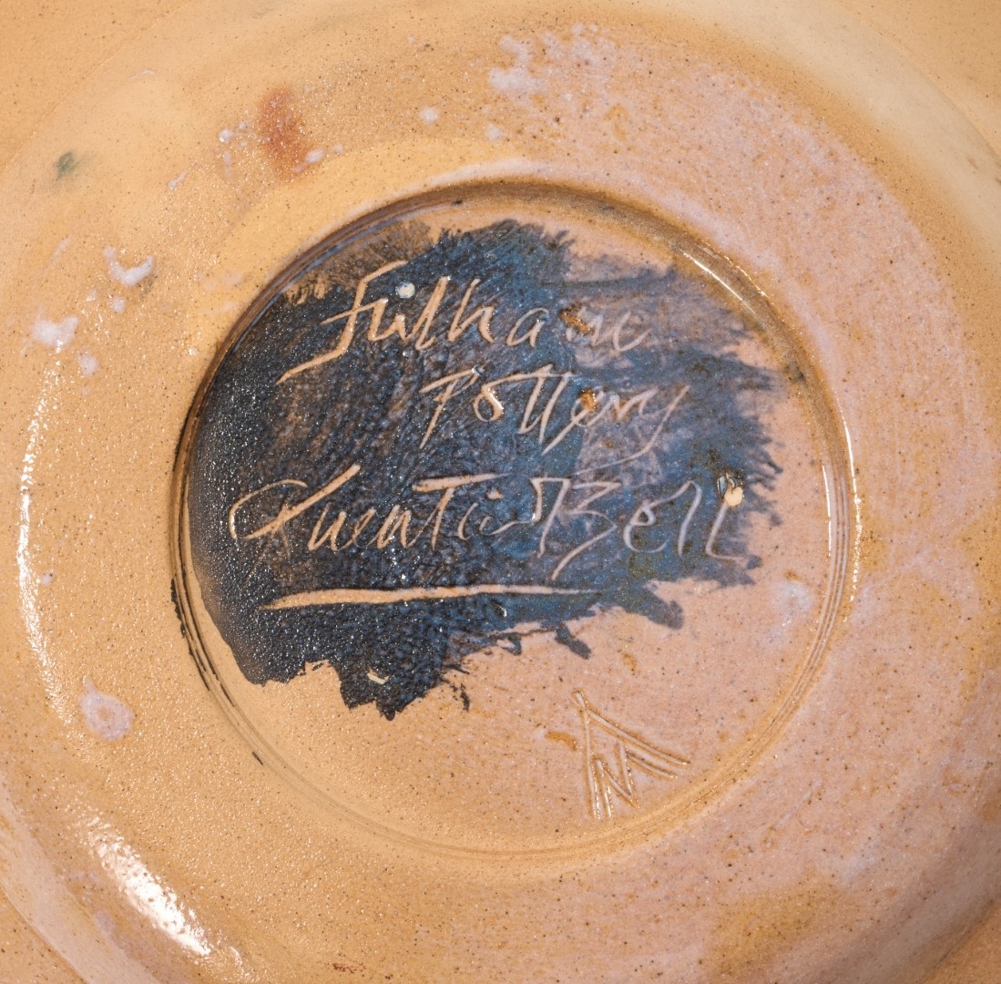 Quentin Bell | pottery dish, polychrome painted with a portrait of a ...