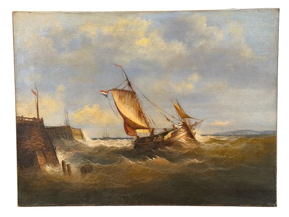 Edwin Hayes | Maritime Oil on canvas depicting Norfolk Wherry in rough ...