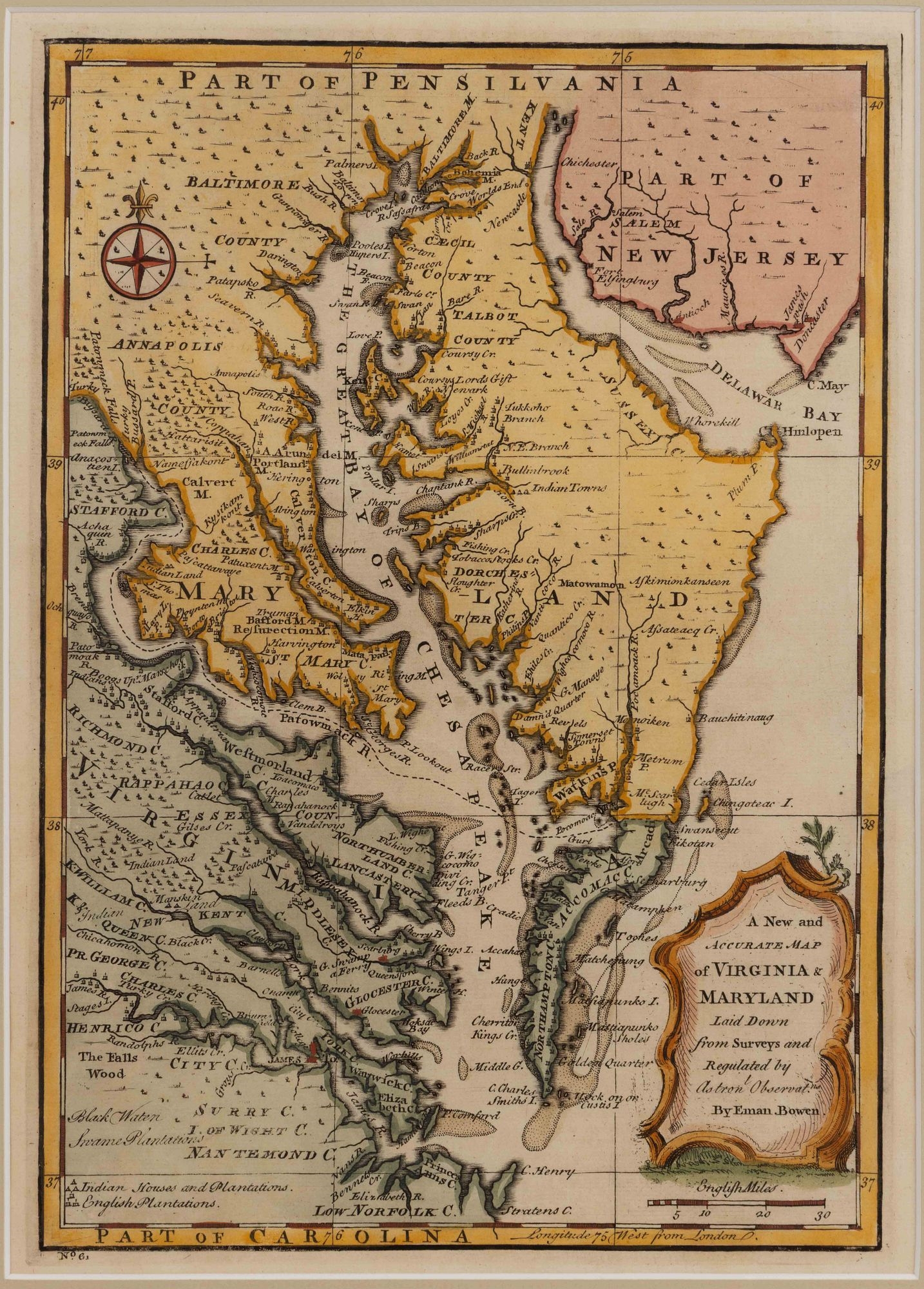 Bowen Emanuel | A New and Accurate Map of Virginia and Maryland Laid ...