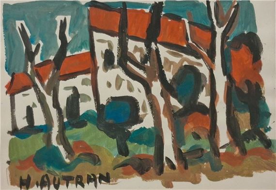Henri Autran | Trees in front of the farmhouse | MutualArt