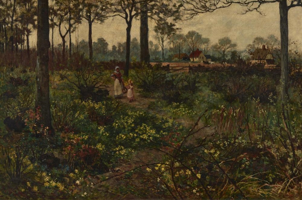 Robert Charles Goff | Flower Girls In Woodlands (1882) | MutualArt
