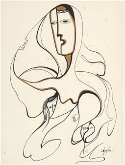 Daphne Odjig | Abstract Figures (1977) | MutualArt