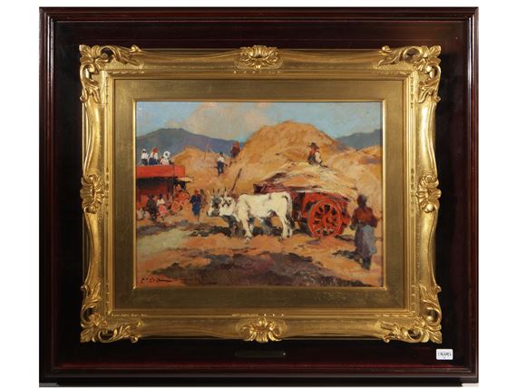 Carlo Domenici | Wagon with oxen | MutualArt