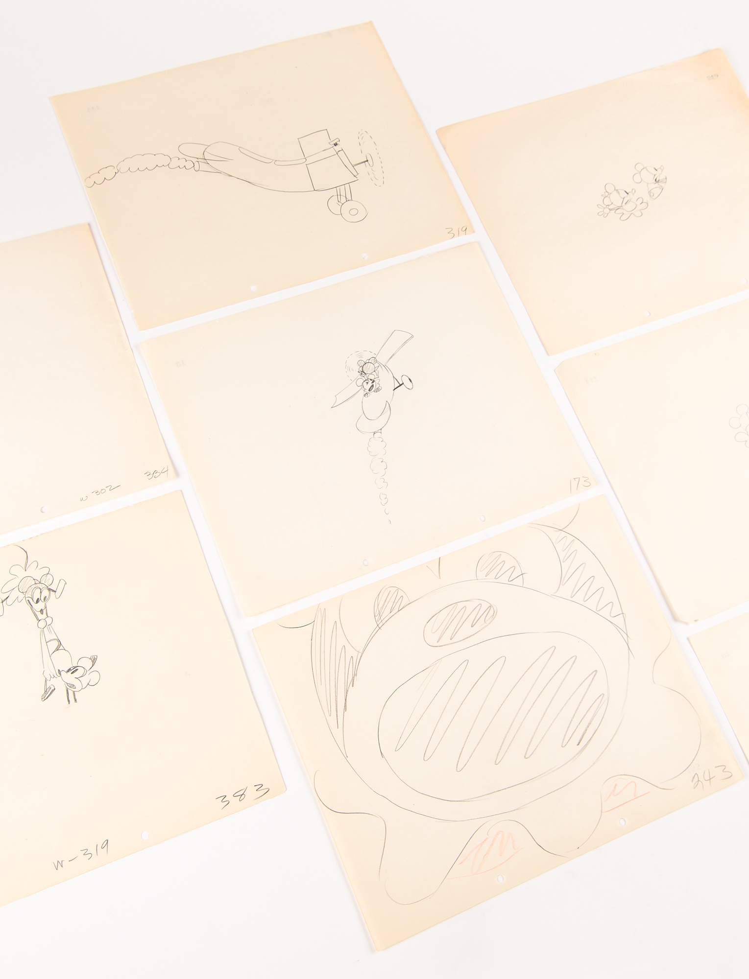 Ub Iwerks | Mickey and Minnie Mouse production drawings from Plane ...
