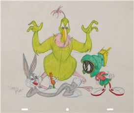 Ross Virgil | Original Drawing of Bug Bunny, Marvin the Martian, and ...
