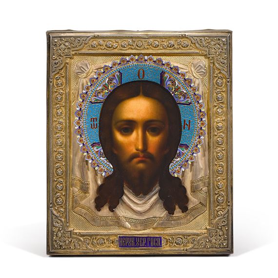 Moscow School, 19th Century | A silver-gilt and cloisonné and champlevé ...