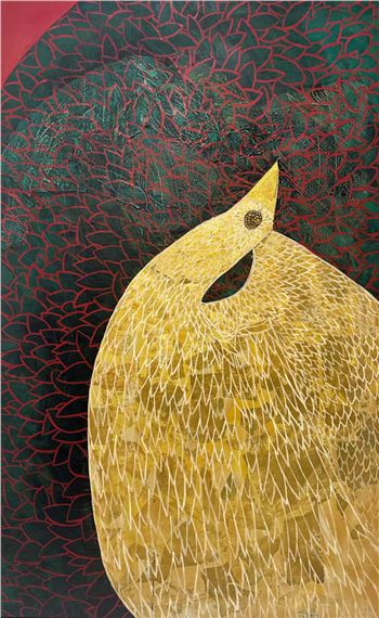 Gerald G. Boyce | Abstract Oil and Gold Leaf Painting of a Bird | MutualArt