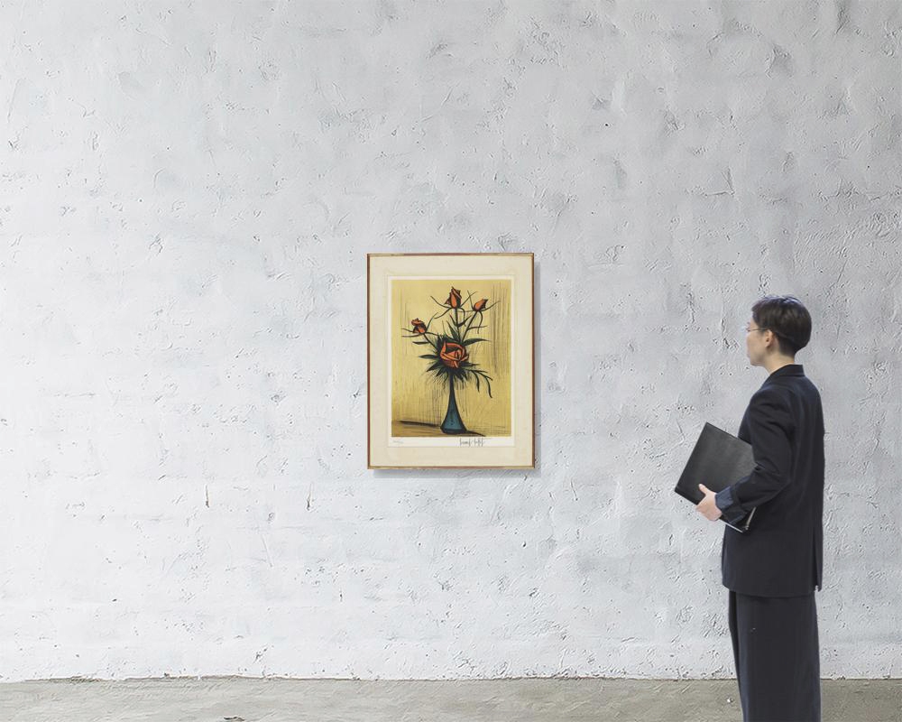 Bernard Buffet | Roses dans un vase bleu (1979) | MutualArt