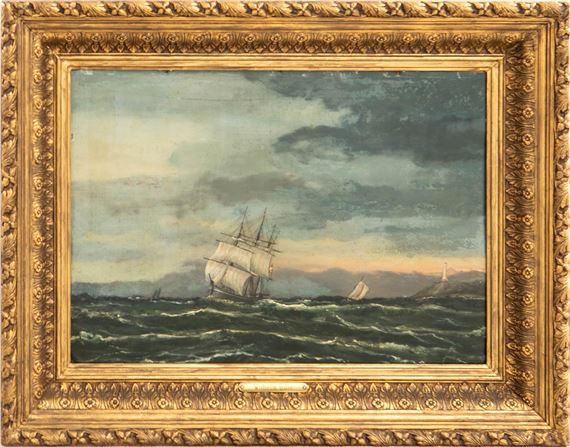 Vilhelm Bille | Sailing Ship in Rough Weather off the Coast | MutualArt