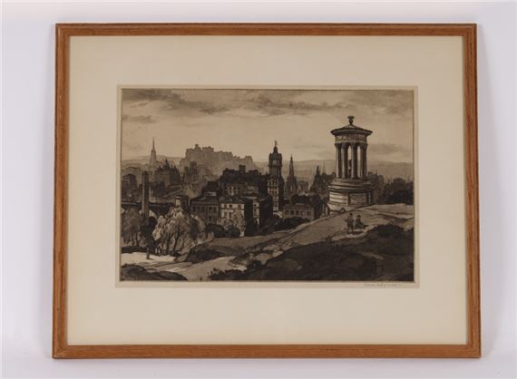 Leonard Russell Squirrell | pencil signed etching of a city possibly ...