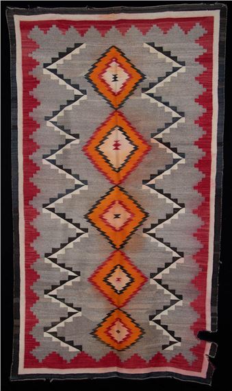 Unknown | Huge Navajo Woven Wool Rug Eye Dazzler Pattern (20th Century ...