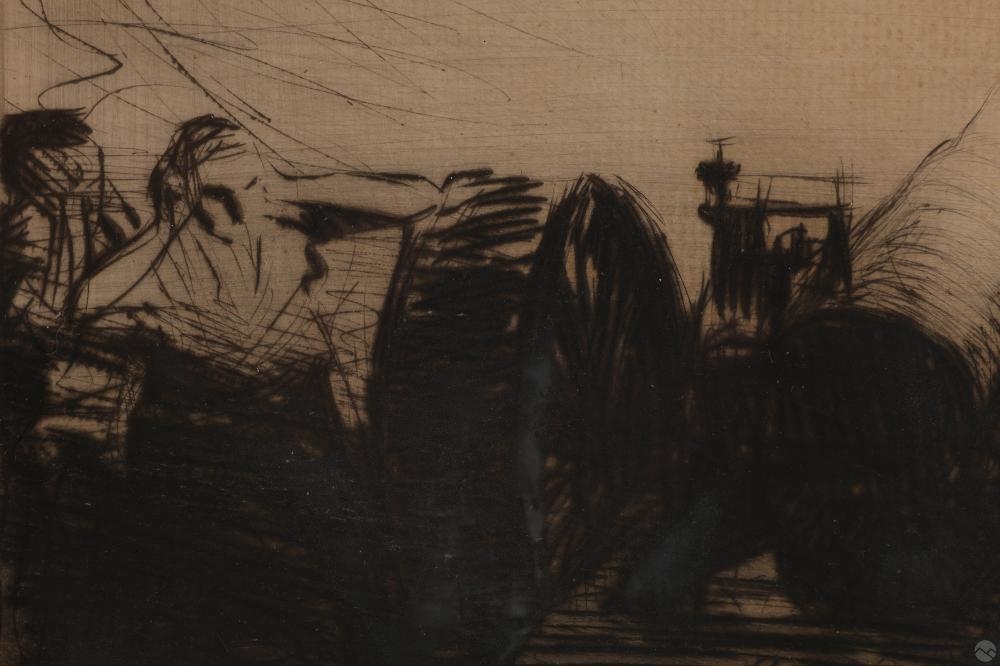 James McBey | Zero - A 60 Pounder Opening Fire, April 8, 1926 (1926 ...