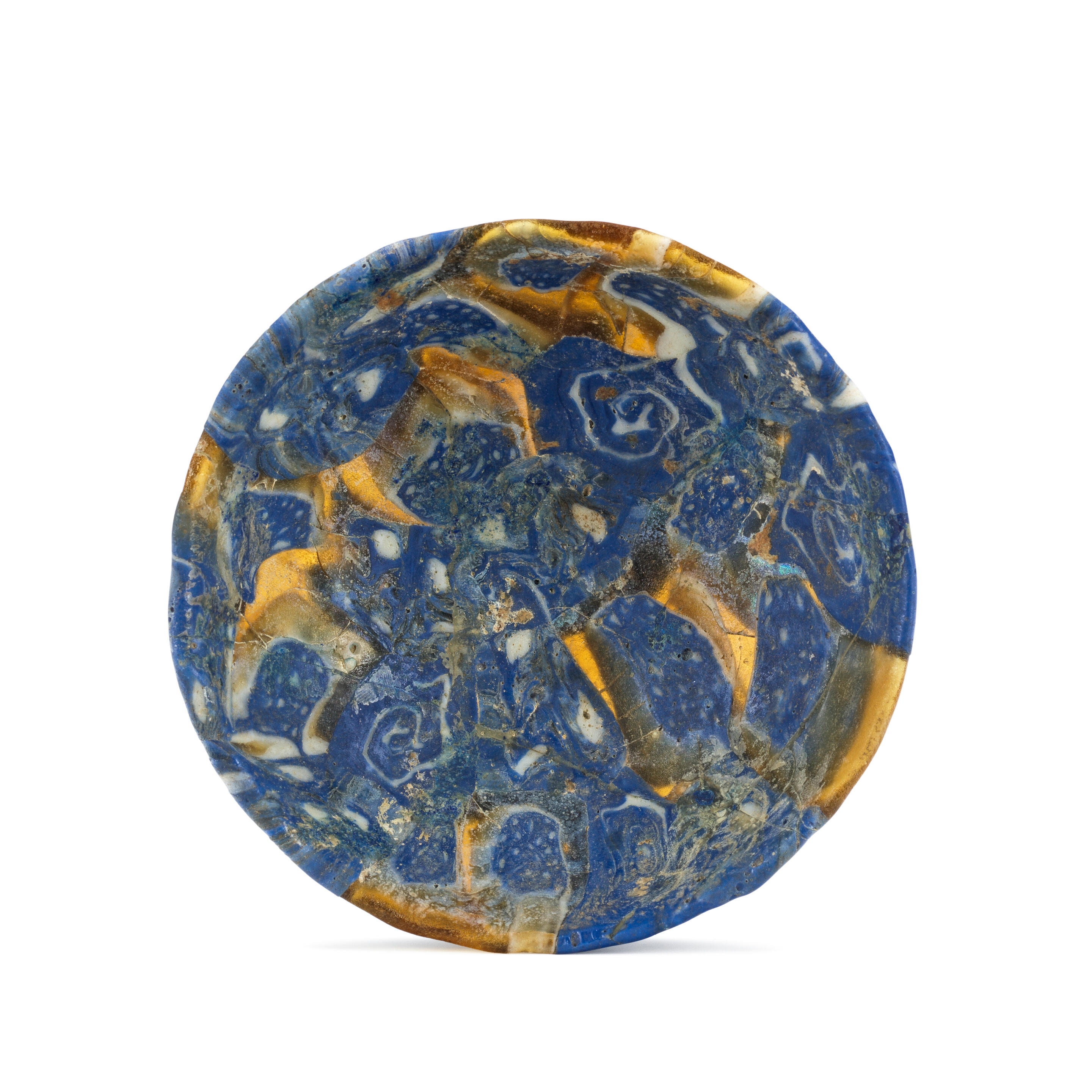 Roman School, 1st Century | A Roman shallow mosaic glass bowl of opaque blue, white and ...
