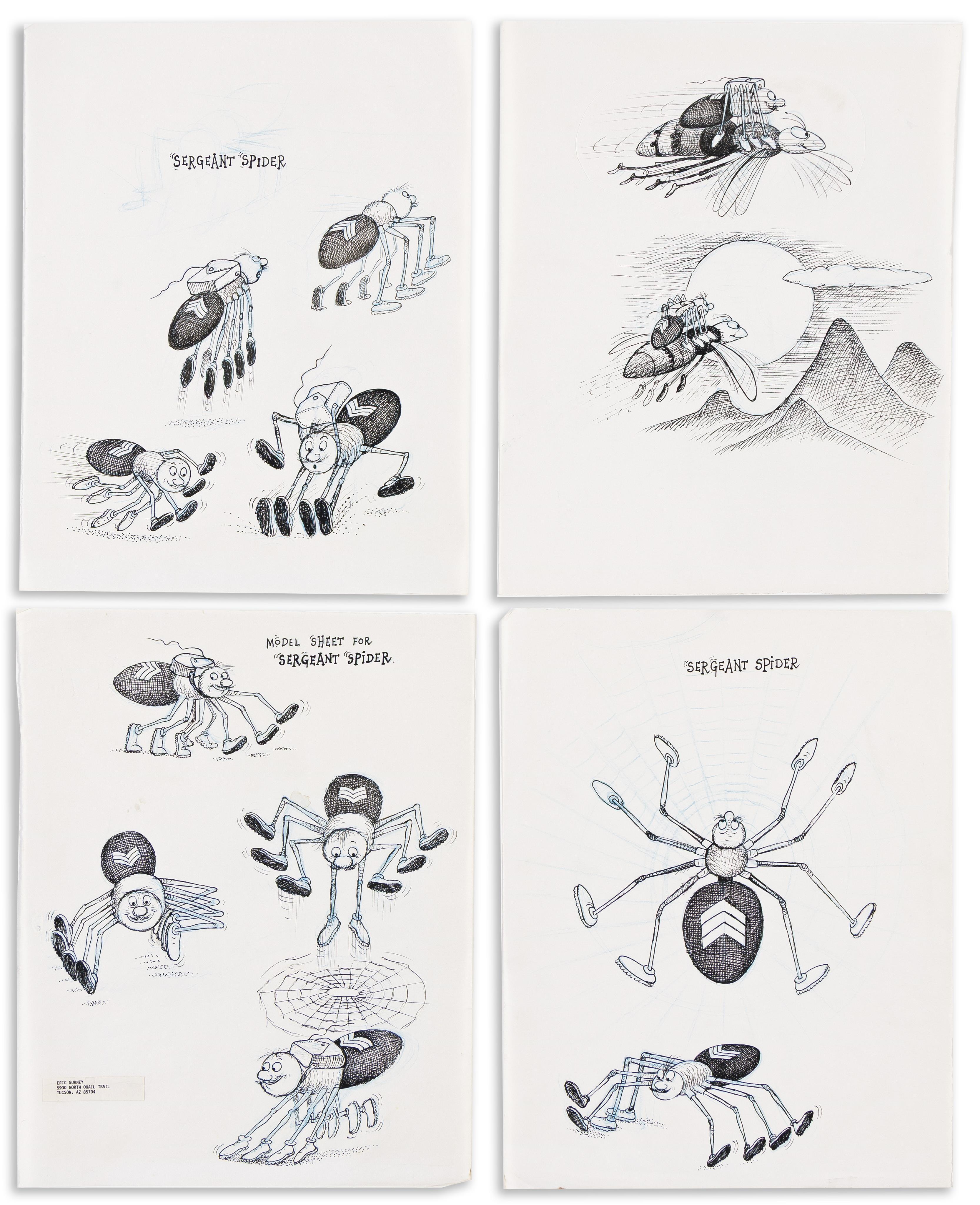 Eric Gurney | Sergeant Spider model sheets (1988) | MutualArt