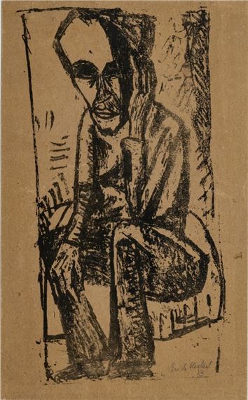 Erich Heckel | Man with Black Head Scarf (1913) | MutualArt