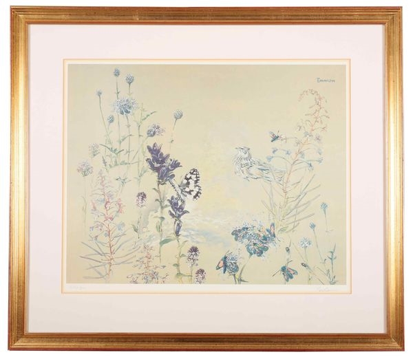 Eric Arnold Roberts Ennion | A study of bird and a butterfly in foliage ...