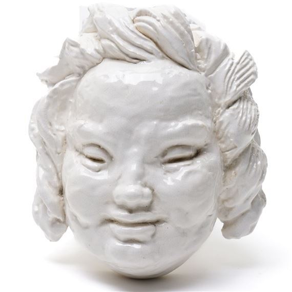 Phoebe Stabler | Glazed wall mask modelled as the head of a young girl ...