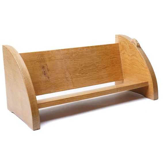 Robert Thompson | Mouseman - oak book trough, curved end supports, with ...