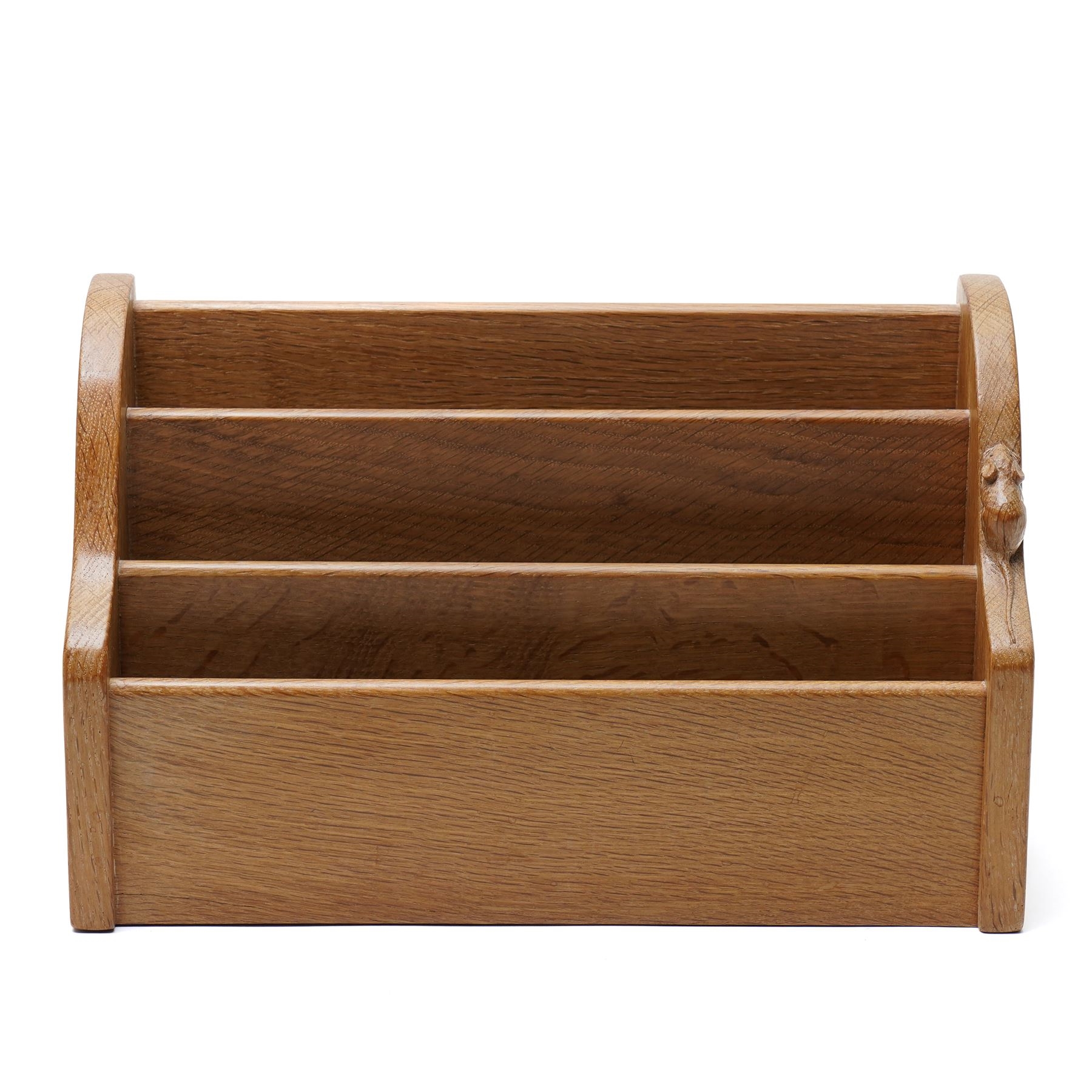 Robert Thompson | Mouseman - oak letter rack, three tiered with carved ...