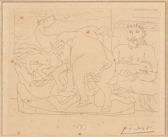 Pablo Picasso | Le Repos du sculpteur devant des chevaux et un taureau (31) | MutualArt