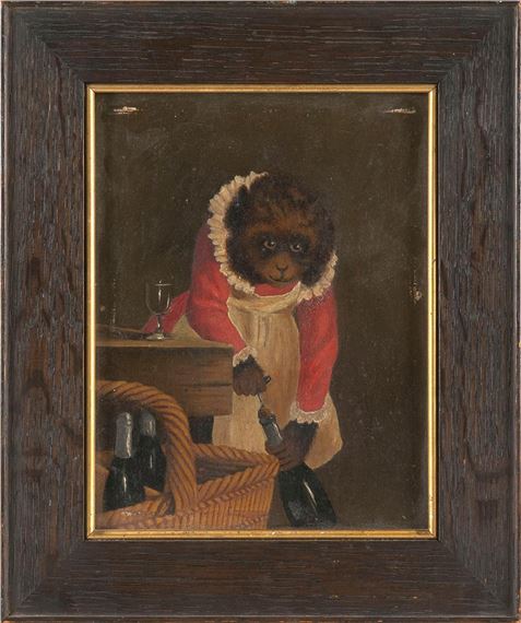 French School, 20th Century | Singerie painting of a monkey opening a ...