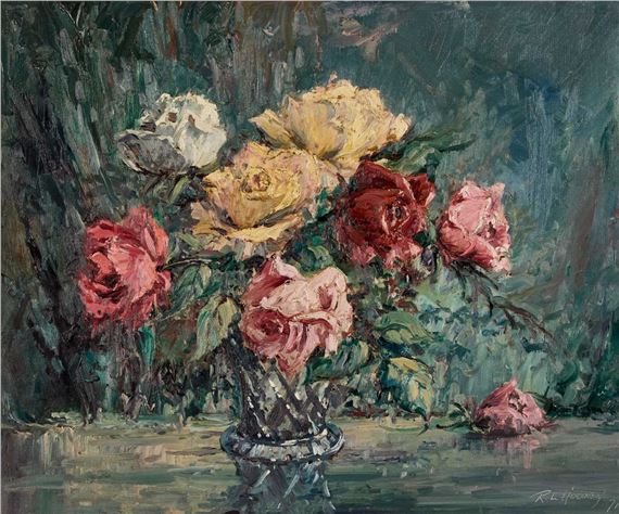 Robert Leslie Howey | STILL LIFE OF ROSES IN A VASE (1971) | MutualArt