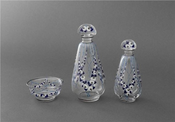 Marcel Goupy | Three Enamel Clear Glass Vessels | MutualArt