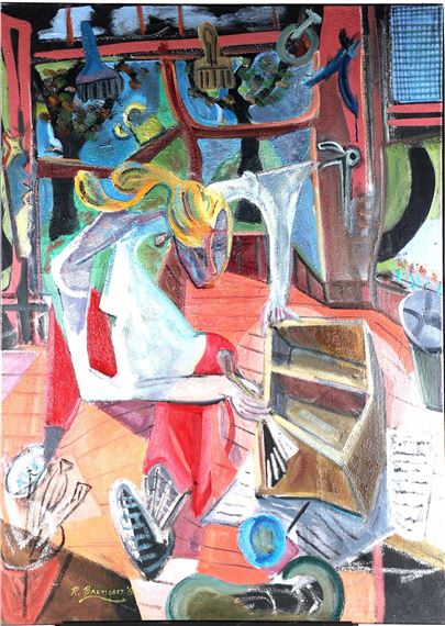 Richard Baumgart | Dame in restauratieatelier (1989) | MutualArt