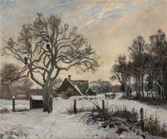 Olaf Viggo Peter Langer | Winter landscape with a view towards a snow ...