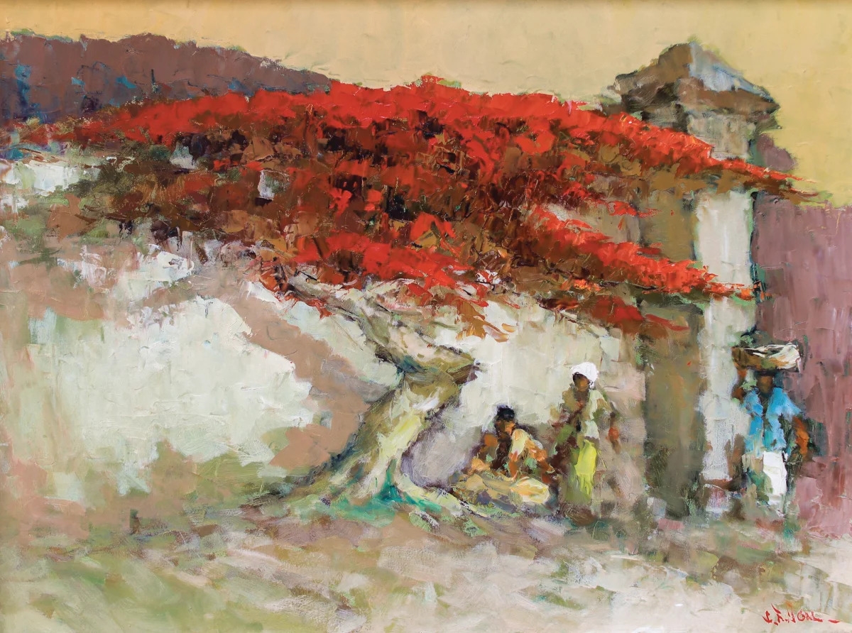 Lucien Frits Ohl | Street Vendors under the Flamboyant Tree | Compare ...