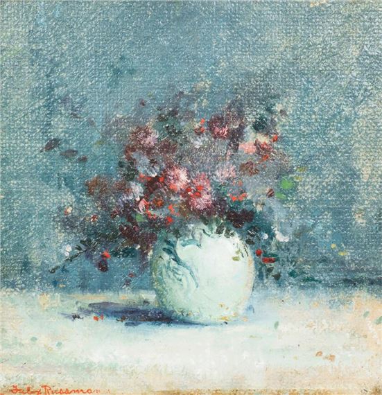 Felix Russman | Still Life with Red and Pink Flowers in Small Vase ...