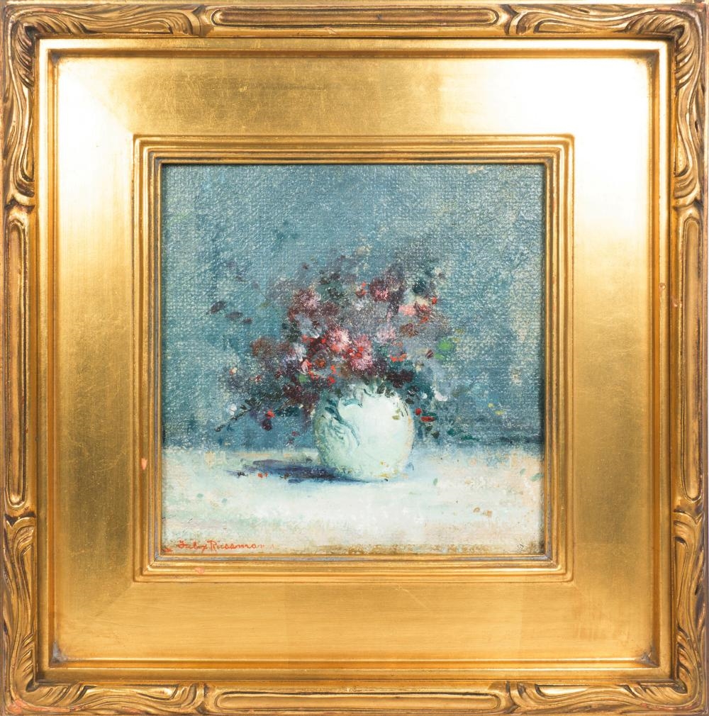 Felix Russman | Still Life with Red and Pink Flowers in Small Vase ...