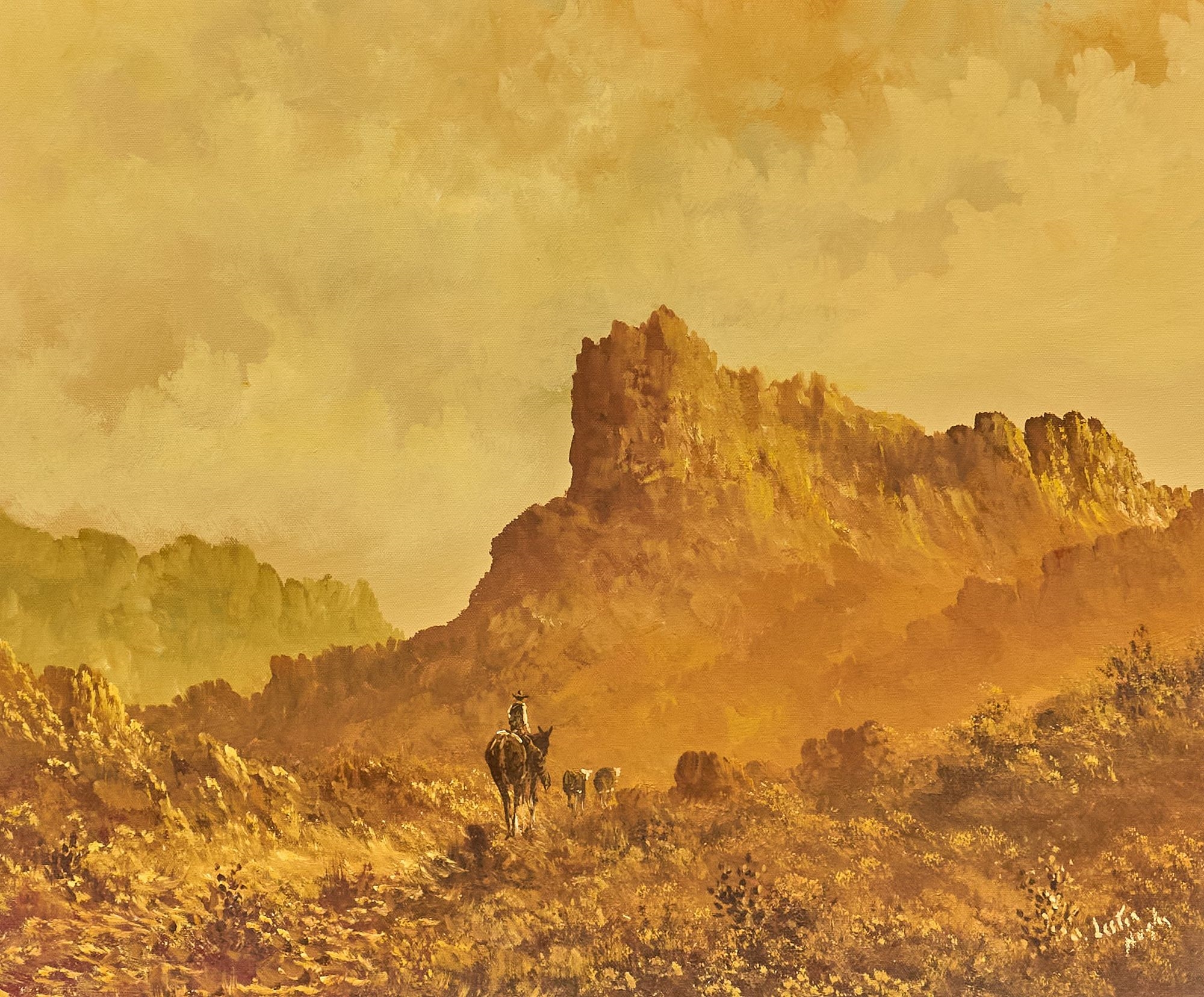 Lester C. Hughes | Cowboy in Canyon | MutualArt