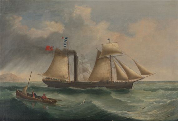 British School, 19th Century | British Sail-Steam Brigantine Outward ...