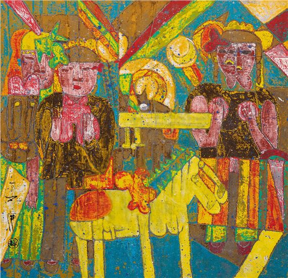 Shi Hu | Three Girls and Sheep (2006) | MutualArt
