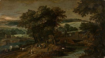 Martin Ryckaert | River landscape with oak trees (Circa 1630) | MutualArt