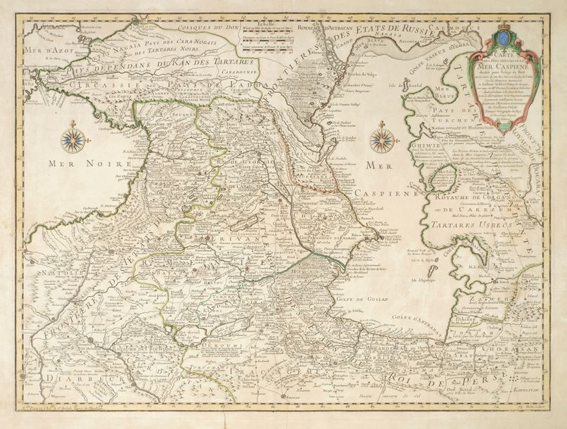 Guillaume Delisle | Carte des pays voisins de la Mer Caspienne (1723 ...