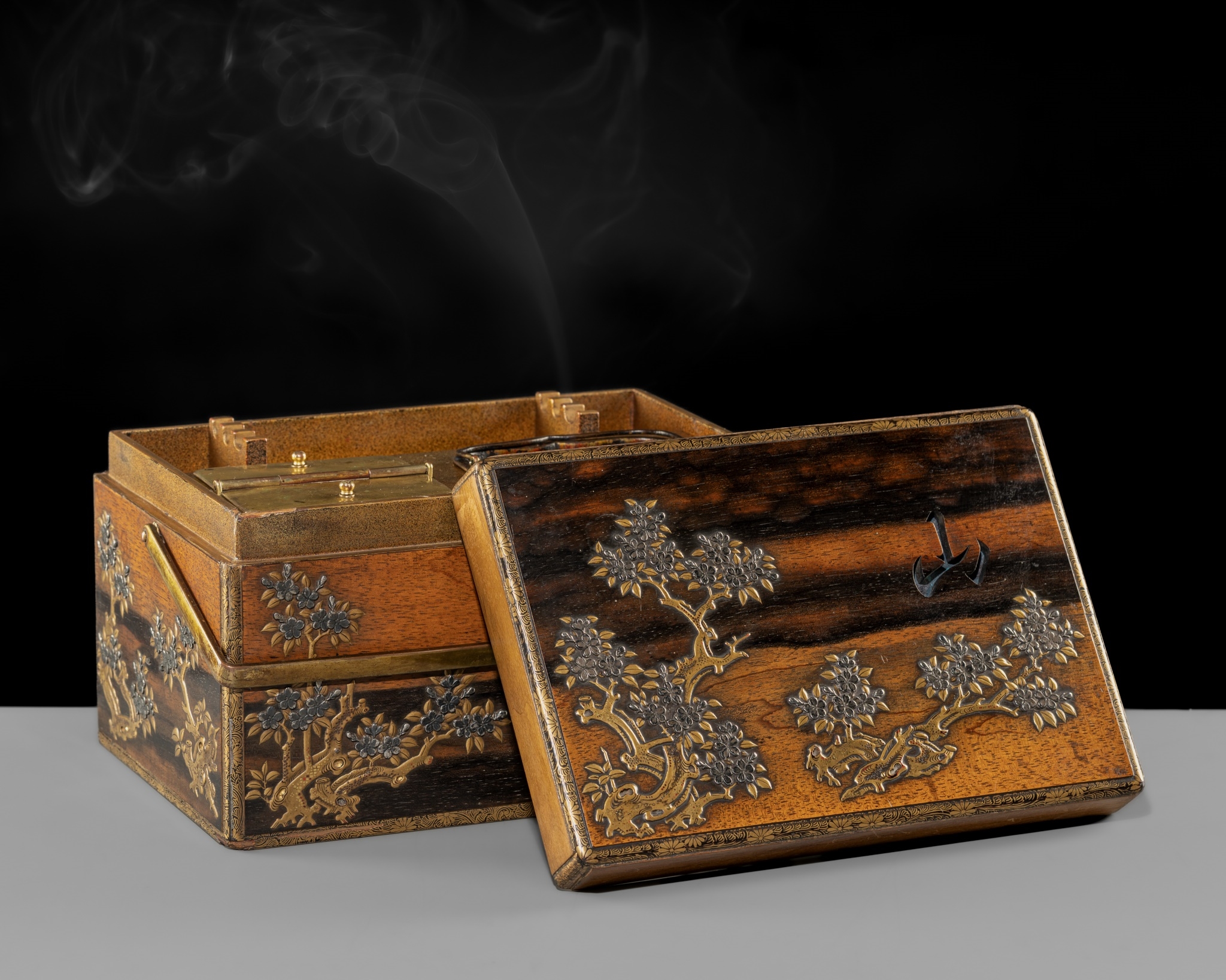 Japanese School, 19th Century | A FINE LACQUERED WOOD TABAKO-BON ...