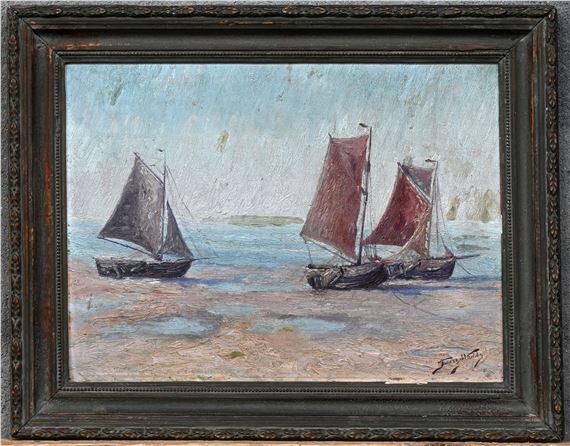 Franz De Vadder | Fishing boats on dry land | MutualArt
