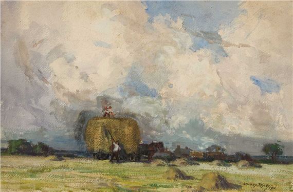 Stanley Royle | LOADING THE HAYCART (1911) | MutualArt