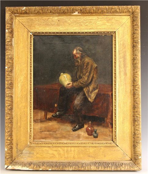 Norbert Goeneutte | A full length portrait of an old man holding a ...