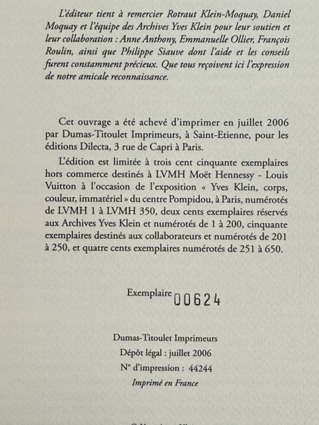 Yves Klein | Yves Peintures (1954) | MutualArt