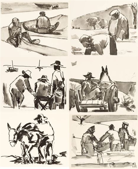 Josef Herman | Six lithographic prints after drawings | MutualArt