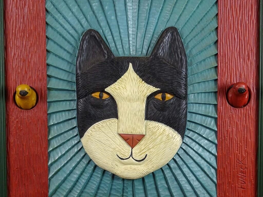 Stephen Huneck | cat and bird sculpture | MutualArt