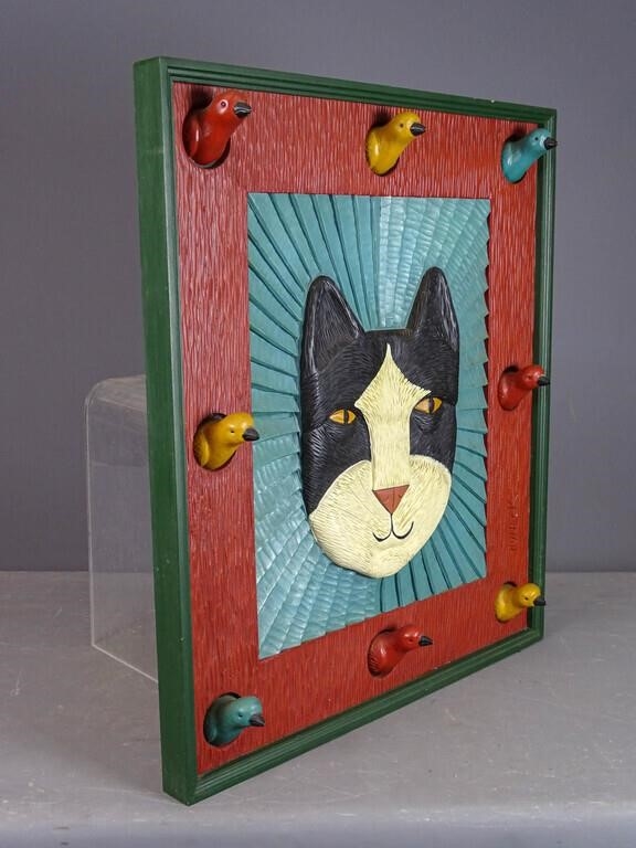 Stephen Huneck | cat and bird sculpture | MutualArt