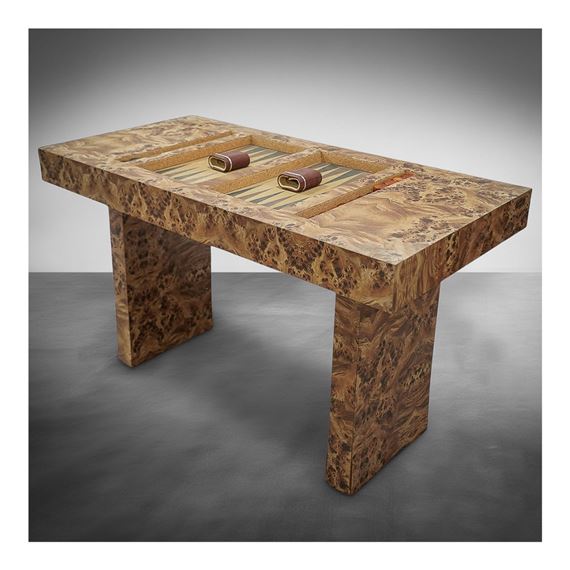Karl Springer | Mid-Century Backgammon Burl Game Table (1970s) | MutualArt