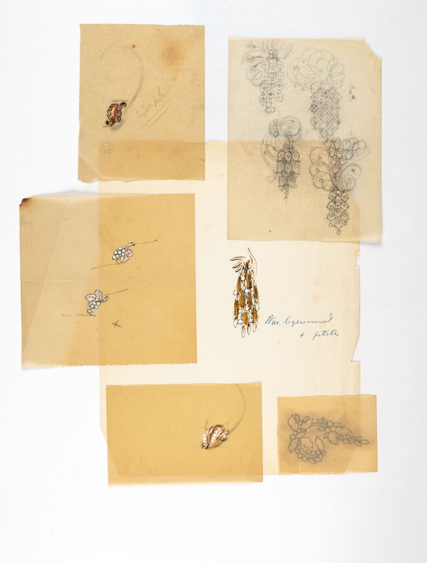 Pierre Conroux | six gouache drawings on tracing paper or white paper ...