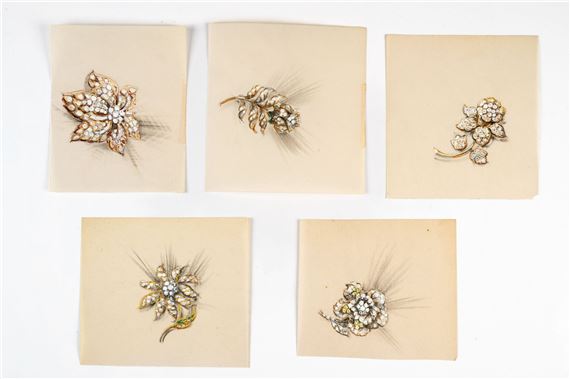 Pierre Conroux | five gouache drawings on tracing paper including : - a ...