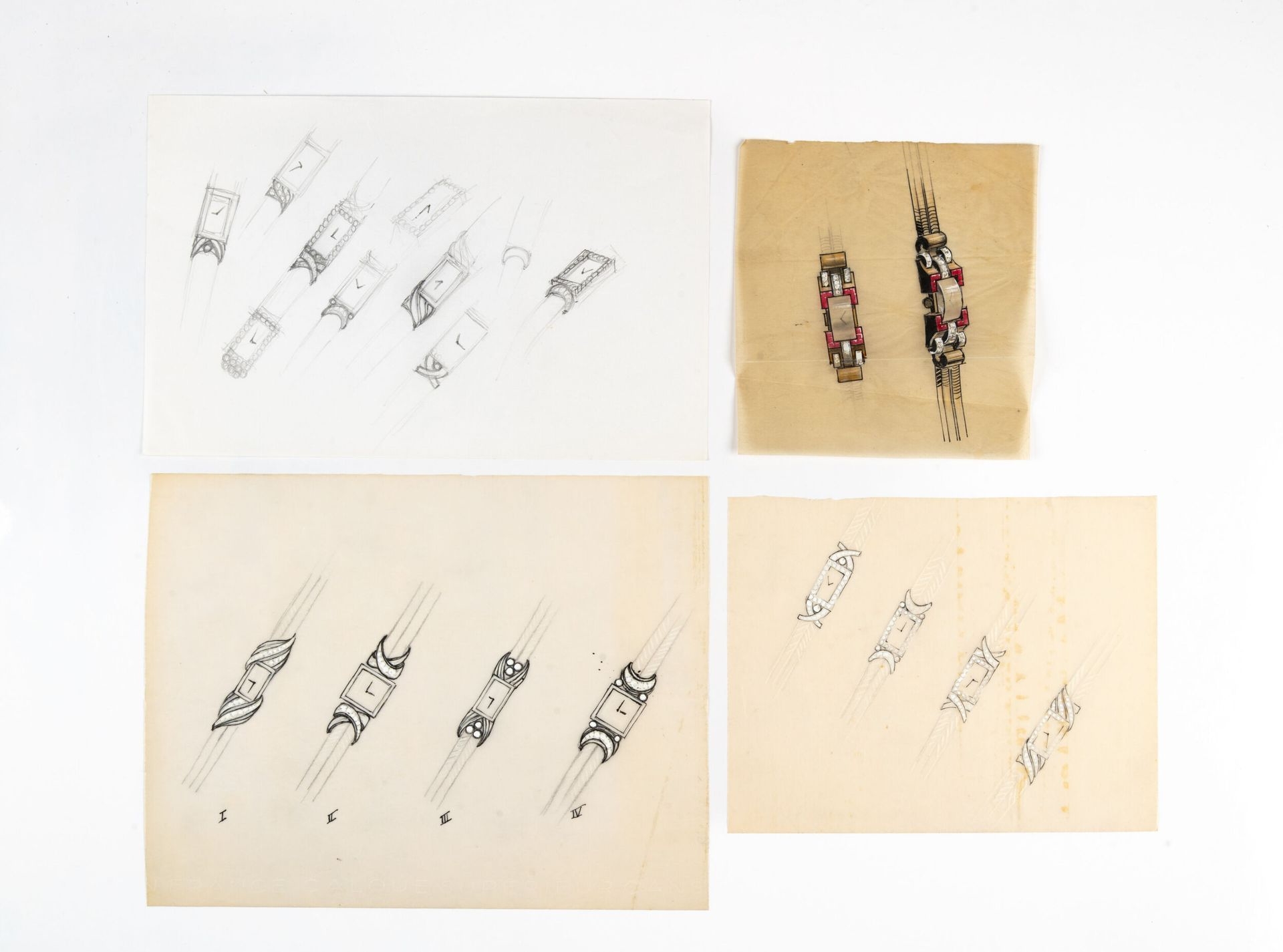 Pierre Conroux | eight gouache drawings on tracing paper featuring ...