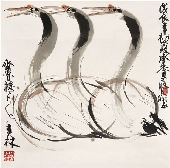 Han Meilin | Three Cranes (1988) | MutualArt